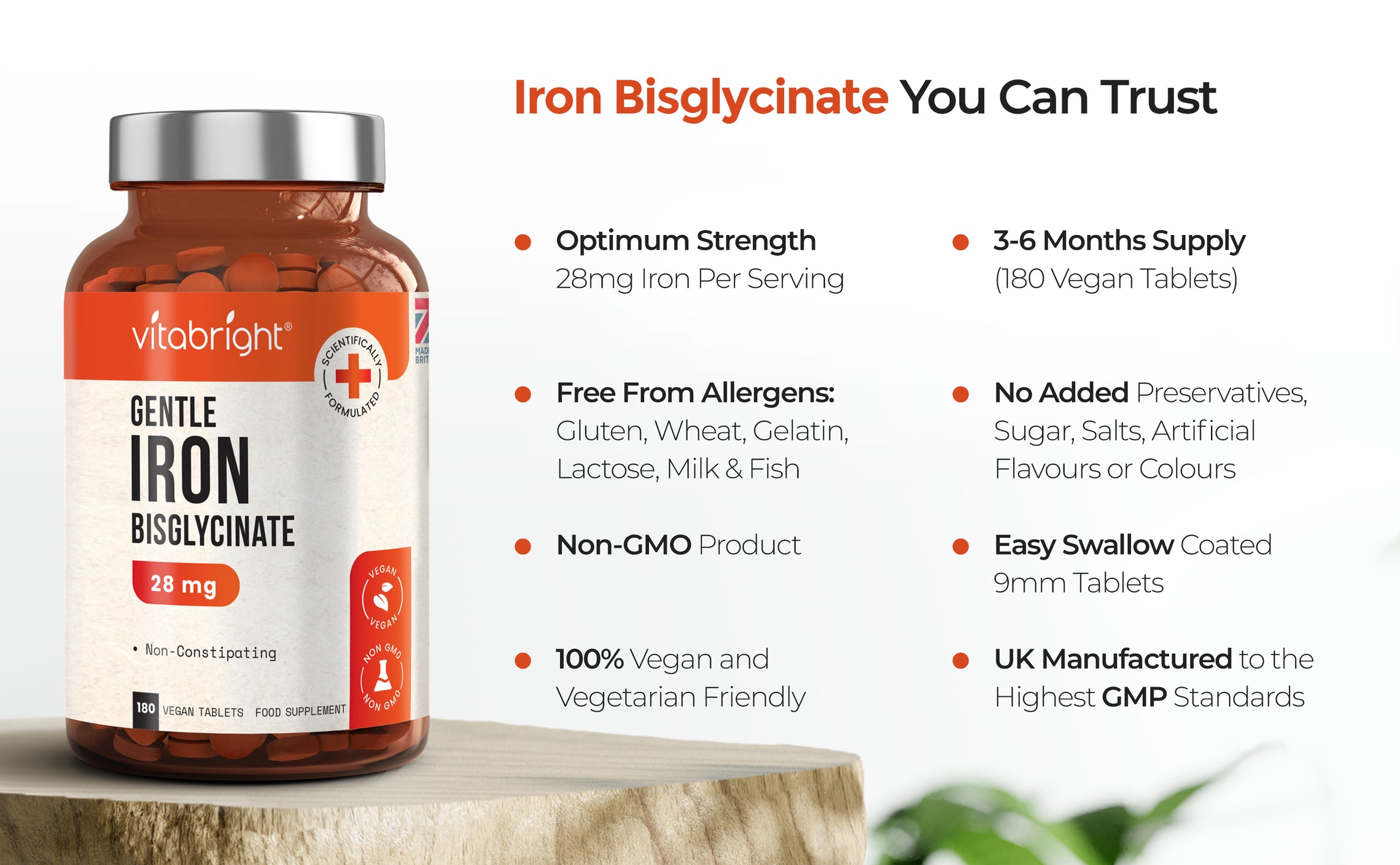 Gentle Iron Bisglycinate - 28mg – VitaBright