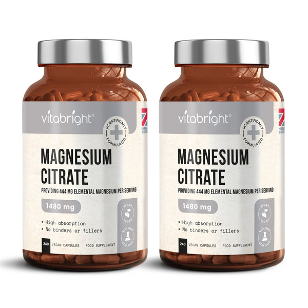 Magnesium Citrate | 1480mg | 180 Vegan Capsules | 444mg Elemental ...