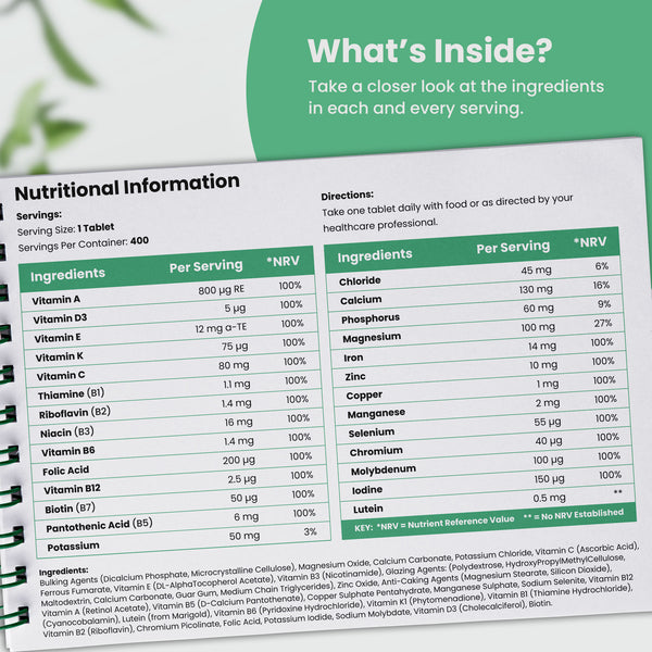 Advanced Multivitamin | 400 Vegan Tablets | 27 Nutrients | Made in UK ...
