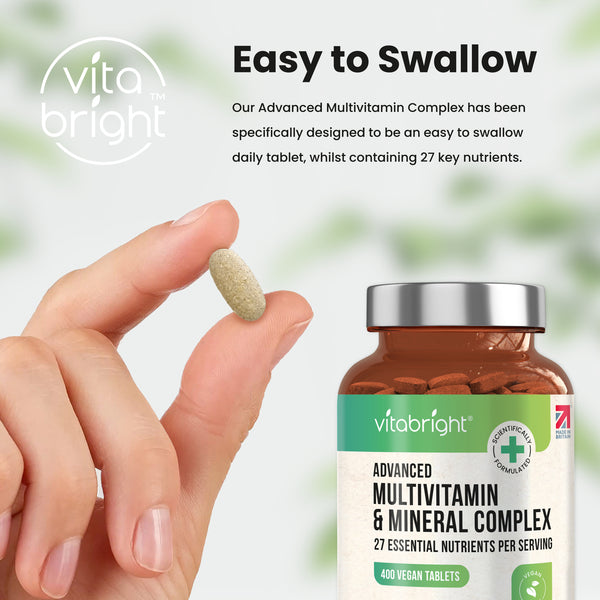 Advanced Multivitamin | 400 Vegan Tablets | 27 Nutrients | Made in UK ...