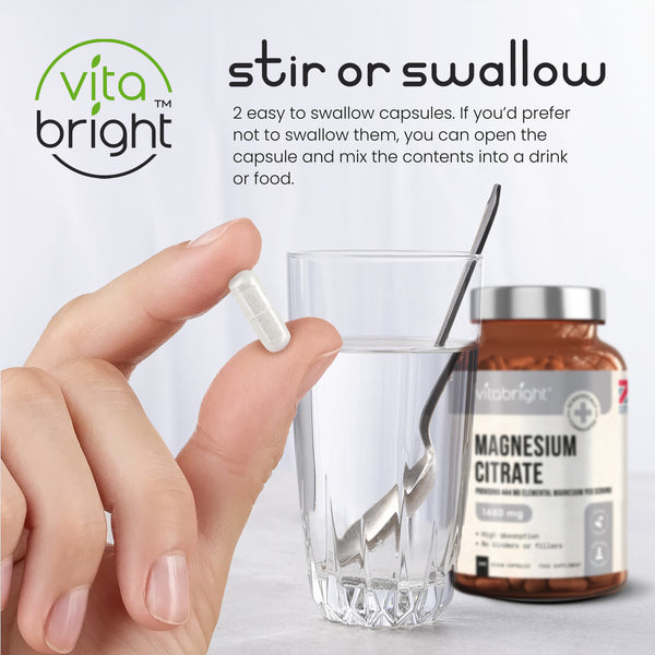 Magnesium Citrate | 1480mg | 180 Vegan Capsules | 444mg Elemental ...