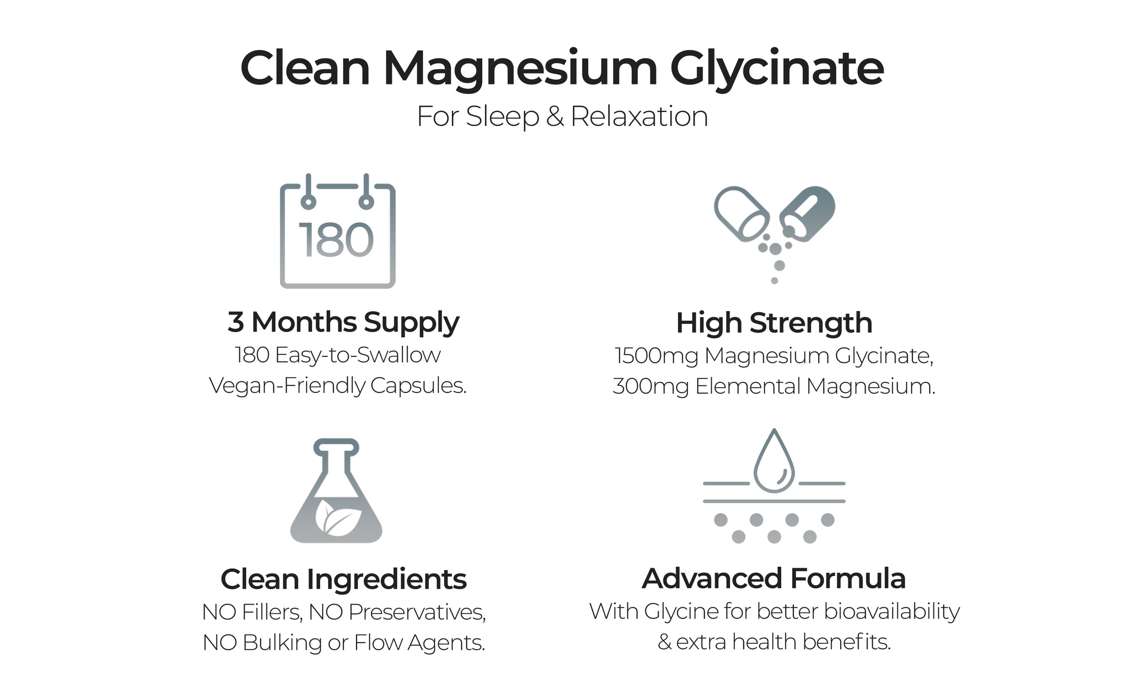 Magnesium Glycinate - 1500mg High Strength Providing 300mg Elemental M ...
