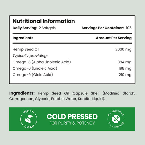 Vegan Omega 369 Capsules - Hemp Seed Oil Capsules