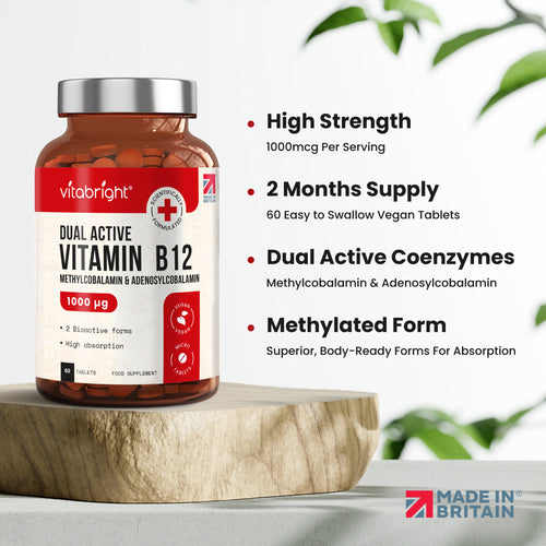 Dual Active Vitamin B12 Tablets - Suitable for Vegans