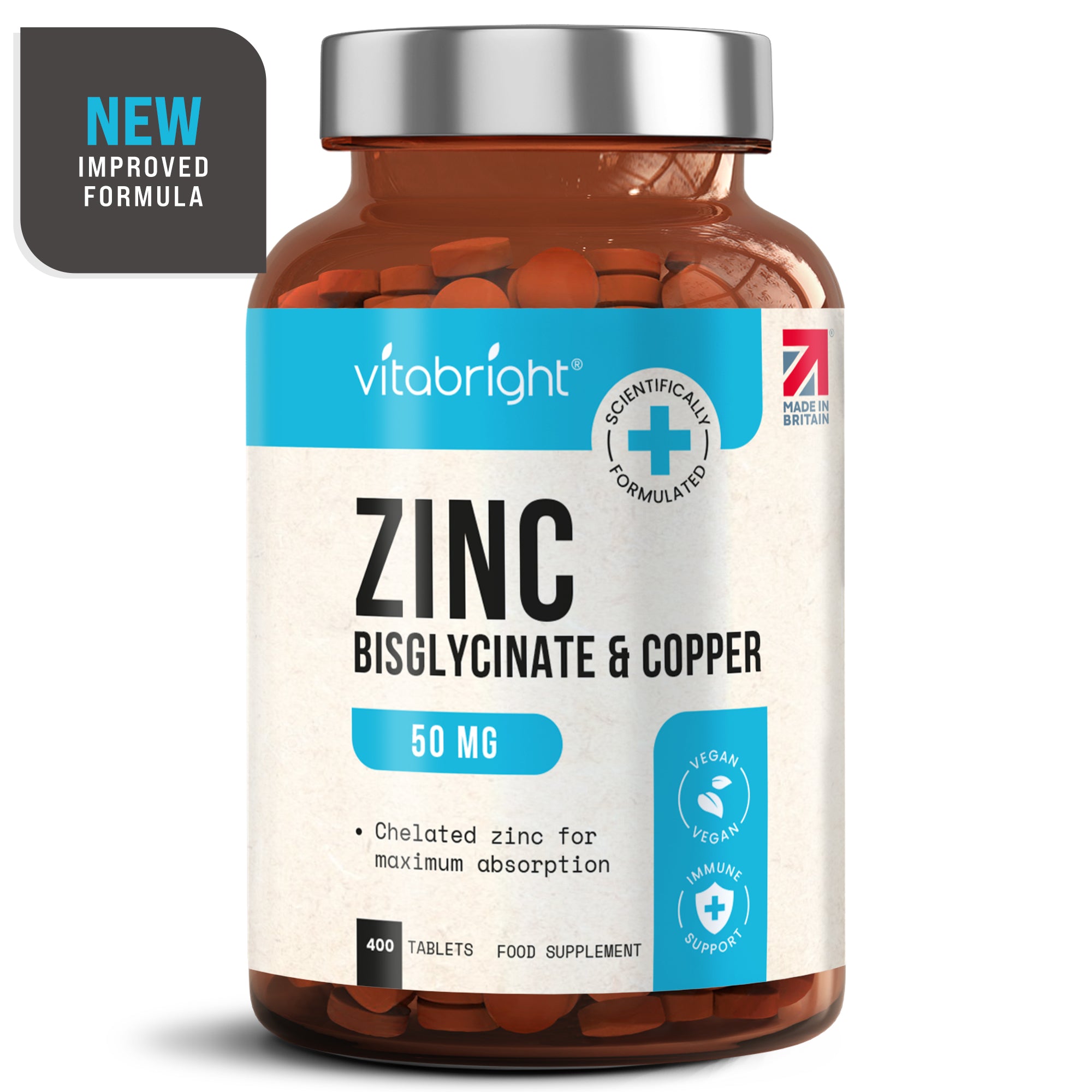 Zinc Bisglycinate Tablets with Copper – VitaBright
