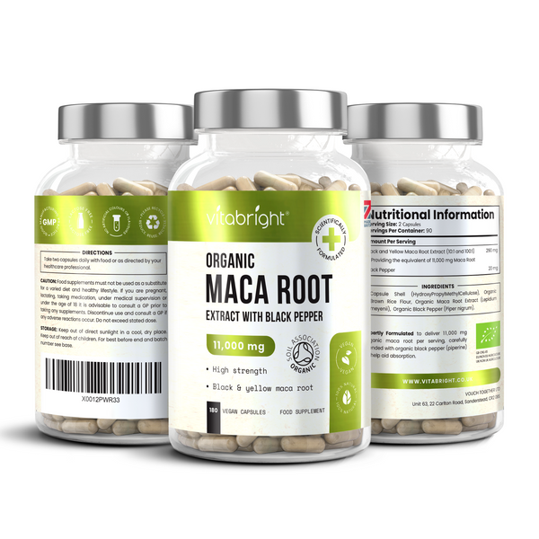 Organic Maca Root Extract| 180 Vegan Capsules | 11,000mg | Made in UK ...